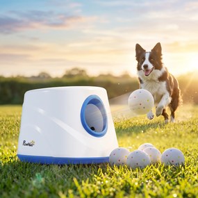 PawHut automatický vrhač míčků pro psy, 6 míčků, modrý