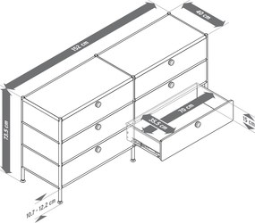 Tchibo - Kovová komoda »Cn3« se 6 zásuvkami - barva: černá