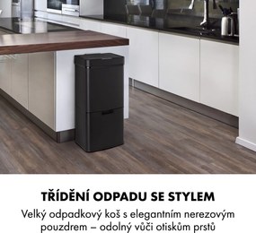 Klarstein Royal Trash Matte Black, odpadkový koš se senzorem, 72 l, ušlechtilá ocel, matná černá