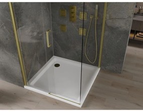Mexen Omega posuvný sprchový kout 100 x 100 cm, 8mm sklo, zlatý profil-čiré sklo + slim sprchová vanička 5cm, 825-100-100-50-00-4010