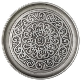 Bloomingville Dekorativní tác Maze Silver Metal 33 cm, šedá barva, stříbrná barva, kov