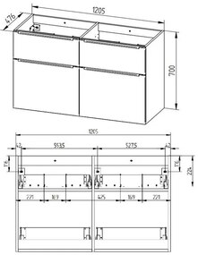 EBS Nevio B Skříňka pod umyvadlo 121 cm s černým úchytem, dub Riviera S_NEVIO121CDBU