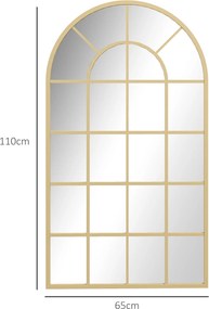 HOMCOM Nástěnné zrcadlo - Zrcadlo do šatny 110 x 65 cm Dekorativní zrcadlo s kovovým rámem Zavěšené zrcadlo do obývacího pokoje pro ložnici Zlaté