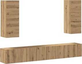 Sada 4 kusů nástěnné TV skříňka dub artisan kompozitní dřevo 3329018
