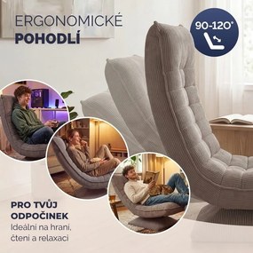Lenoška ABERDEEN CORD, žebrovaný potah, 87×60×105 cm, šedohnědá (taupe) Casaria