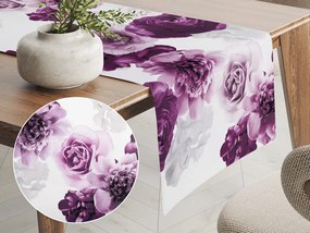 Biante Dekorační běhoun na stůl PM-029 Velké fialové květy 35x140 cm