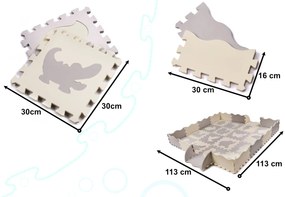Creative Corner Pěnová podložka na skládání puzzlí/dětská ohrádka 36el. šedá-ecru