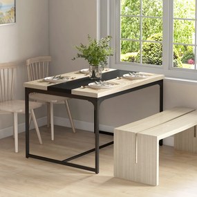 HOMCOM Jídelní stůl pro 6 osob v průmyslovém stylu, černý kov a dřevo, rozměry 120D x 89Š x 75,5V cm