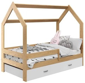 Dětská postel DOMEČEK D3 borovice 80 x 160 cm Matrace: Matrace COCO 10 cm, Rošt: S lamelovým roštem, Úložný box: Bez úložného boxu