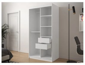 Posuvná skříň se zrcadlem Ratintu 2 100 cm, Úložný prostor: ano, Barva: bílá / bílá + černý mat