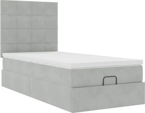Osmanský rám postele s matracemi světle šedá 90x190cm samet 3313439