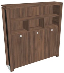 Vysoká šatní skříň Verno+ S 200 x 46 x 210 cm, s regálem, ořech / černá