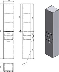 Aqualine ZOJA / KERAMIA FRESH 51230 vysoká skříňka 184 cm bílá