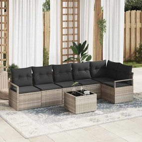 Set pohovek 7 ks Světle šedá polyratan 3346412