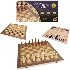 _Ostatní 1_ DŘEVO Hra Šachy Dáma Backgammon 30x30cm 3v1 *SPOLEČENSKÉ HRY* 03963