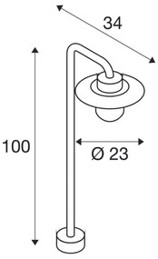 SLV 1000822 Molat, venkovní stojací lampa, 1x E27 max. 60W, antracit, výška 100cm, IP44