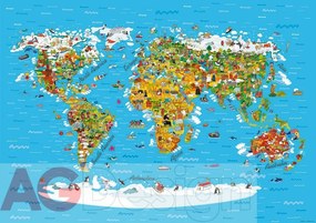Fototapeta na zeď čtyřdílná FTS 1320 mapa světa, velikost 360x254 cm