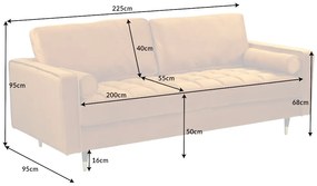 Designová sedačka Adan 225 cm hořčicově-žlutý samet