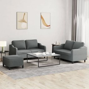3dílná sedací souprava s poduškami tmavě šedá textil 3201811