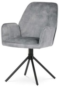 Autronic Moderní jídelní židle Židle jídelní a konferenční, stříbrná látka v dekoru žíhaného sametu, kovové černé nohy (HC-511 SIL4)