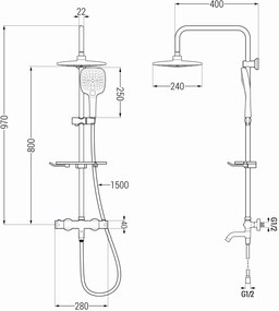 Mexen - KT17 sprchový set s termostatickou baterií Kai, černá, 779001793-70