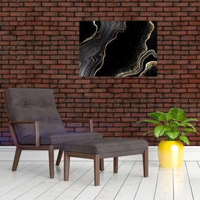 Skleněný obraz - Černo-zlatý mramor (70x50 cm)