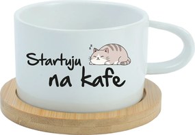 STARTUJU NA KAFE - bílý hrníček makronka 200 ml