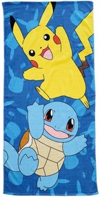 Bavlněná plážová osuška Pokémoni - motiv Pikachu a Squirtle - 100% bavlna - 70 x 140 cm
