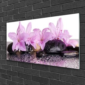 Obraz na skle Květiny Kameny Zen Lázně 100x50 cm