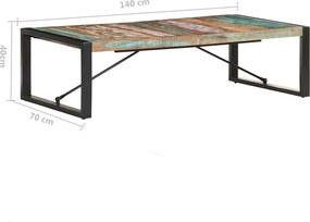 Konferenční stolek 140 x 70 x 40 cm masivní recyklované dřevo 321585
