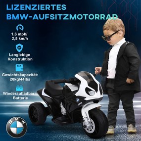 HOMCOM BMW S1000RR licenční dětská elektrická motorka dětské vozidlo s baterií, tříkolka, ocel, černá, 66x37x44 cm| Aosom