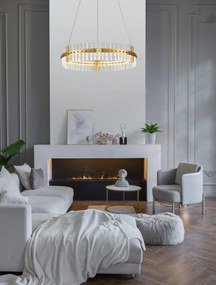 LED stmívatelný platinum zlatý moderní lustr Kezo