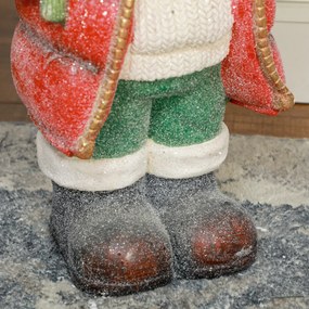 HOMCOM Figurína Santa Clause se stromkem a dárkem, 3 teplé bílé LED, na baterie, 50 cm