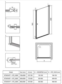 Deante Kerria Plus, 1-křídlé sprchové dveře 80x200 cm, 6mm čiré sklo, chromový profil, DEA-KTSW042P