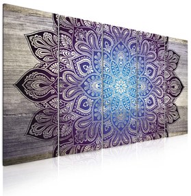 Malvis ® Obraz mandala na dřevě V Velikost (šířka x výška): čtyřdílné panorama - 140x35 cm