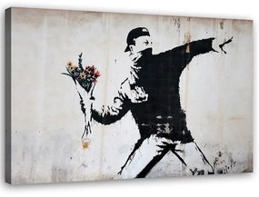 Obraz na plátně Banksy Házení květin street art - 120x80 cm