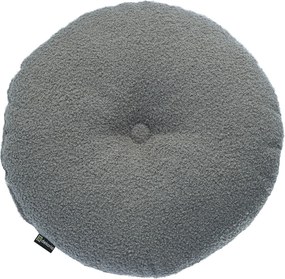 Sametový polštář s knoflíkem barva šedá látka pletený vzor