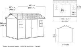 KETER Zahradní domek Newton 7511 - 228 x 350 x 252 cm - šedý