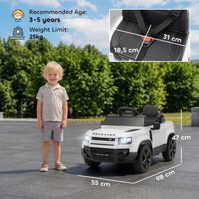 AIYAPLAY elektrické dětské SUV Land Rover Defender 12 V dálkové ovládání Zavěšení Plynulý start 2,7-4,5 km/h Bílá