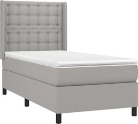 Box spring postel s matrací a LED světle šedá 80x200 cm textil 3138589