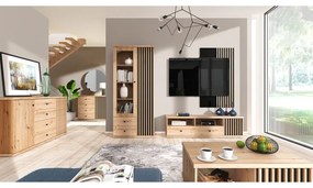 Moderní nábytek do obývacího pokoje Sigeren I, Osvětlení: bez osvětlení, Barva: dub artisan / dub artisan + černá