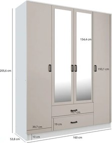 Skříň se zrcadlem 4d2s bílá / kasmír Kami