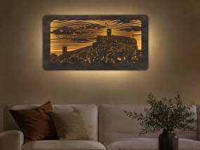 Li-Go "Bezděz" světelný obraz s baterií a pohybovým čidlem 100x50 cm provedení povrchu: dub