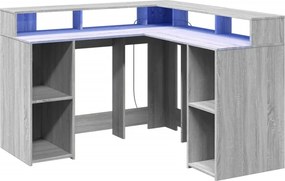 Psací stůl s LED šedý sonoma 130 x 130 x 91 cm kompozitní dřevo 3309452