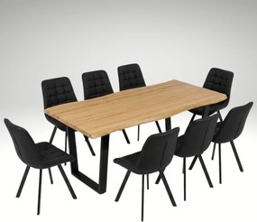 Vikio Jídelní set pro 8 osob 180x90 cm dub noha U černá židle VJS158-8C-S