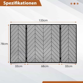 Costway Ochranná mřížka proti jiskrám s pevným kovovým rámem 3-dílná skládací