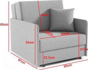 Eka Pohovka AMERYKANKA 172, 90 cm Barva látky: Černá (Kronos 07)