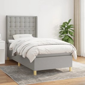 Box spring postel s matrací světle šedá 80 x 200 cm textil 3132265