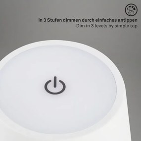 Brilo - LED St nab dotyk stolní lampa KIKI LED/2,6W/5V IP44 2600 mAh bílá