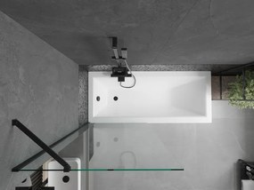Mexen Next, vanová zástěna 1-křídlová 80 x 150 cm, fixní křídlo, 6 mm čiré sklo, černý profil, 895-080-000-00-00-70